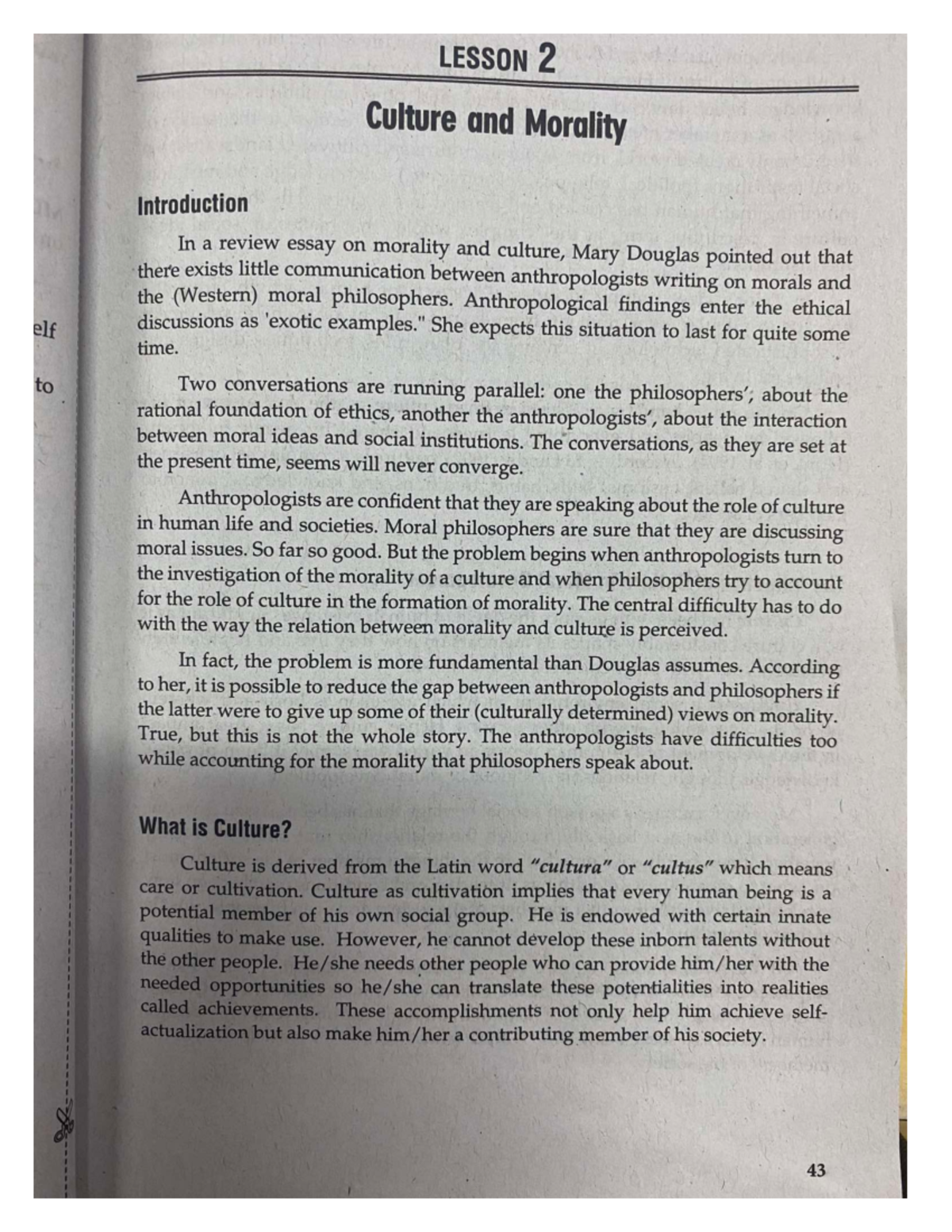 Philo 101 study - LESSON 2 Culture and Morality Introduction In a ...