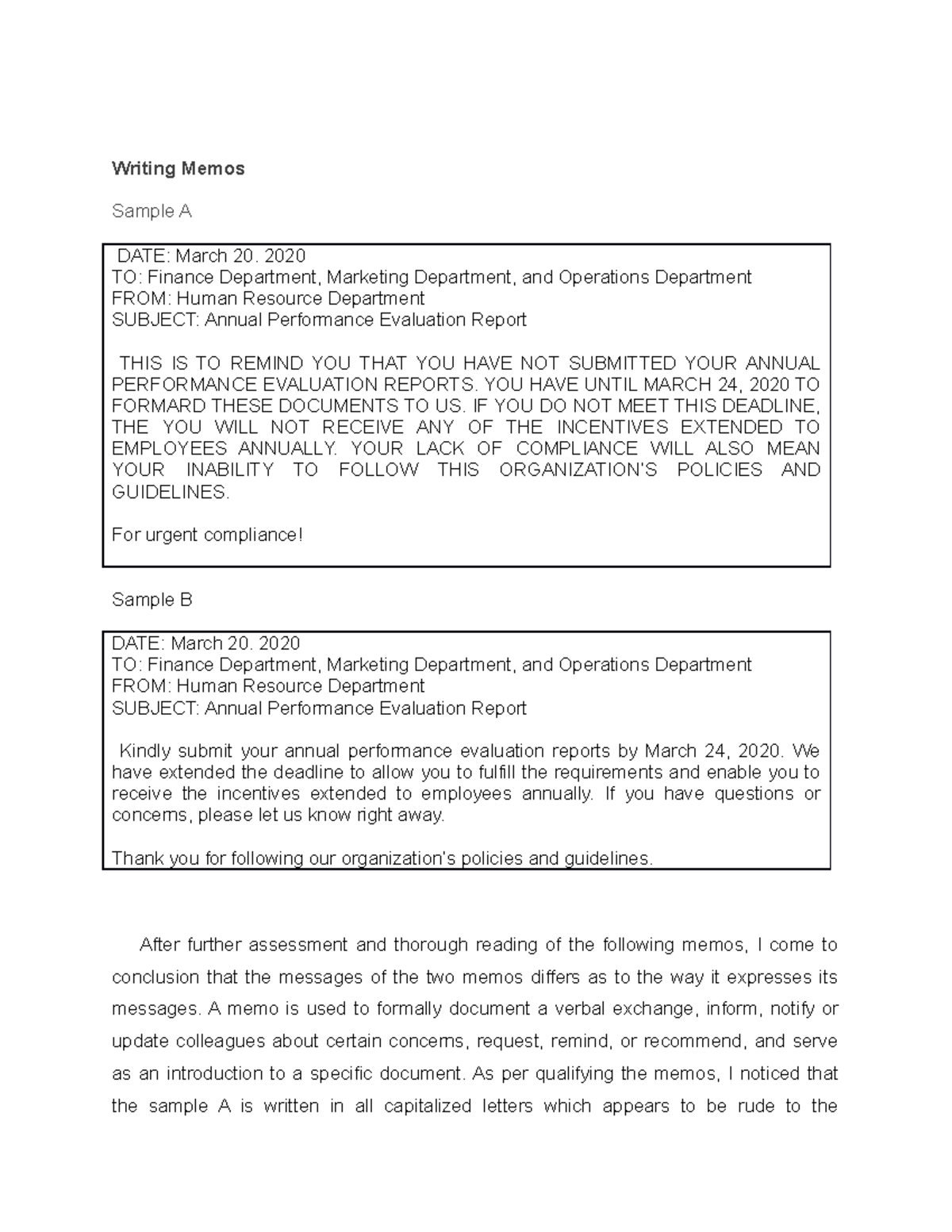 Quiz Writing Memos - This is a coursework in Purposive Communication ...