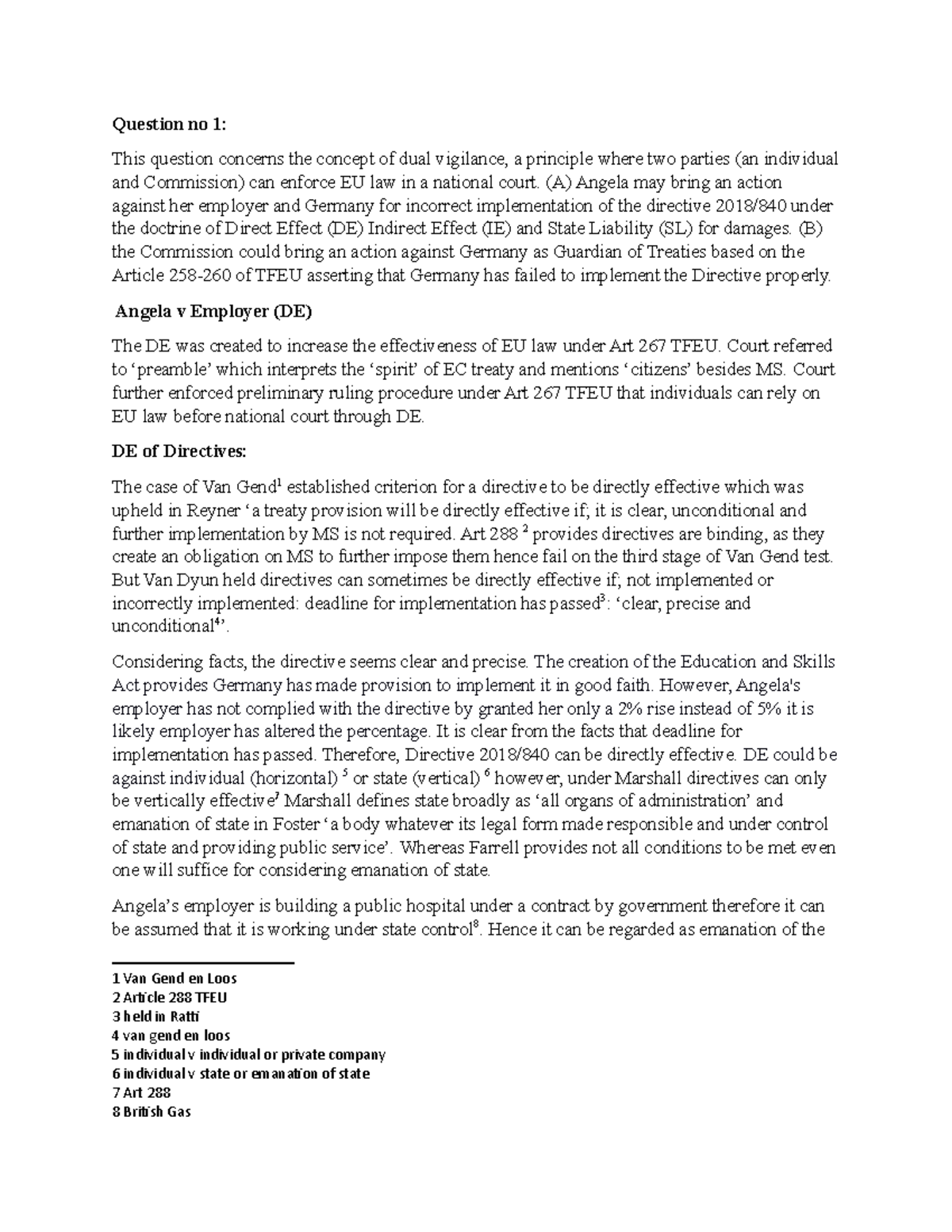 EU Law Essay On The Framework Of Eu Question No 1 This Question