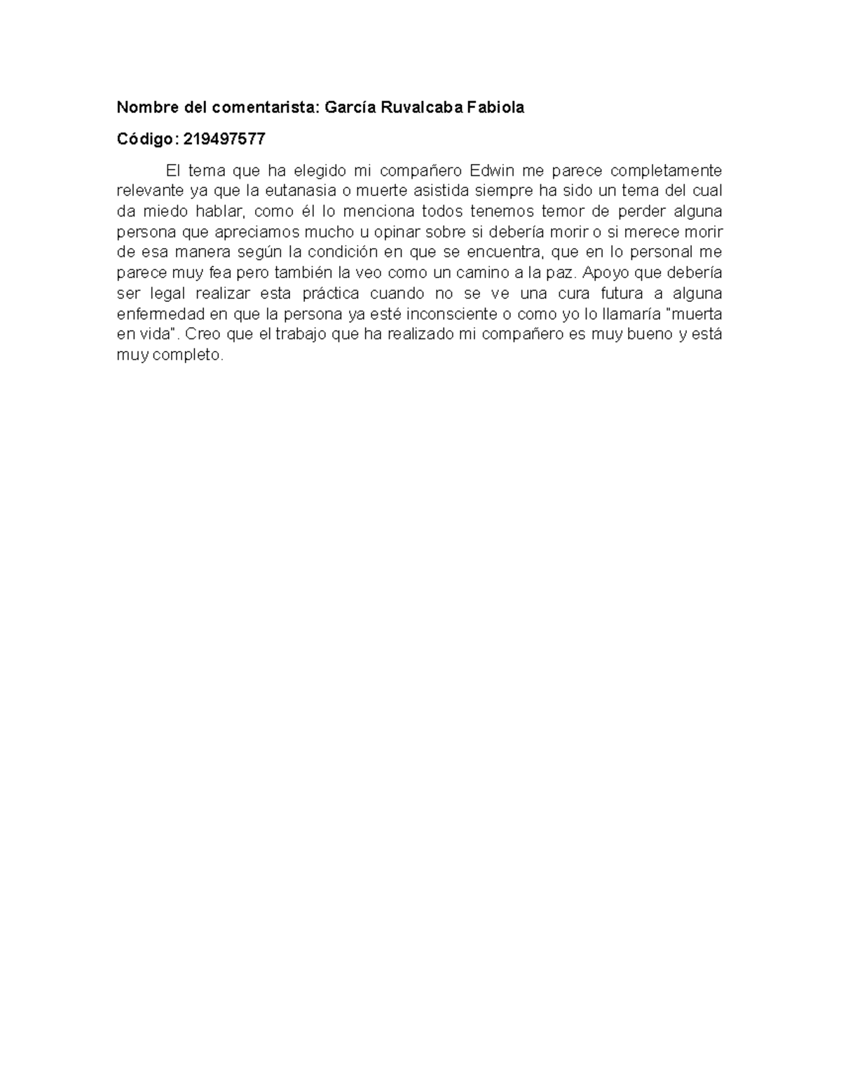 PIF Discurso oral Edwin Navarro - Nombre del comentarista: García ...