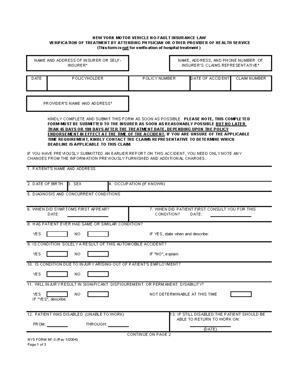 No-Fault-Form-NF-3 - classowrk notes with examples and keys - DATE IF ...