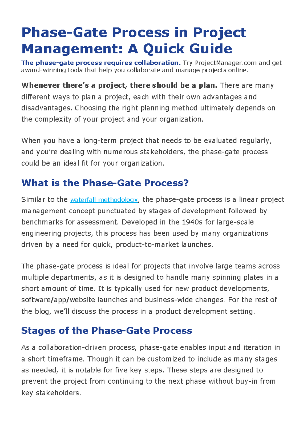 PM Phase-Gate process - Phase-Gate Process in Project Management: A ...
