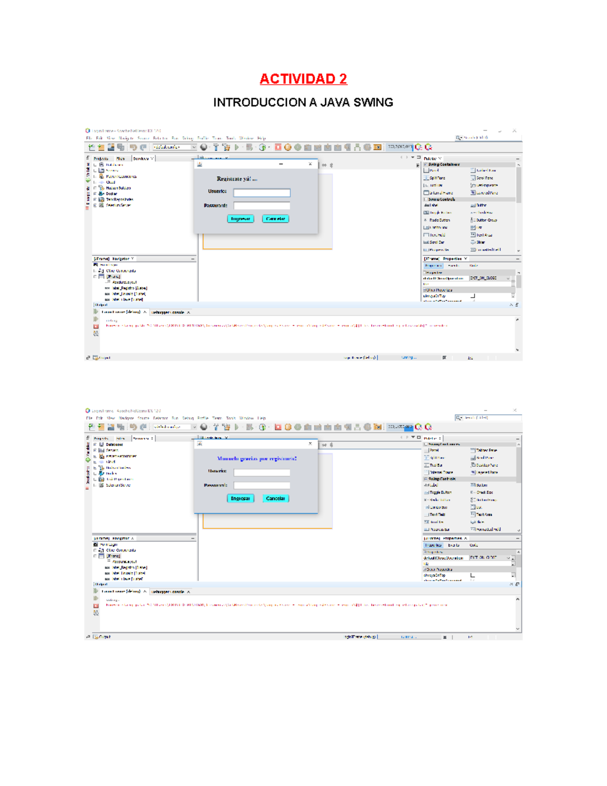 Actividad 2 Java Swing - Analisis y desarrollo de software - ACTIVIDAD ...