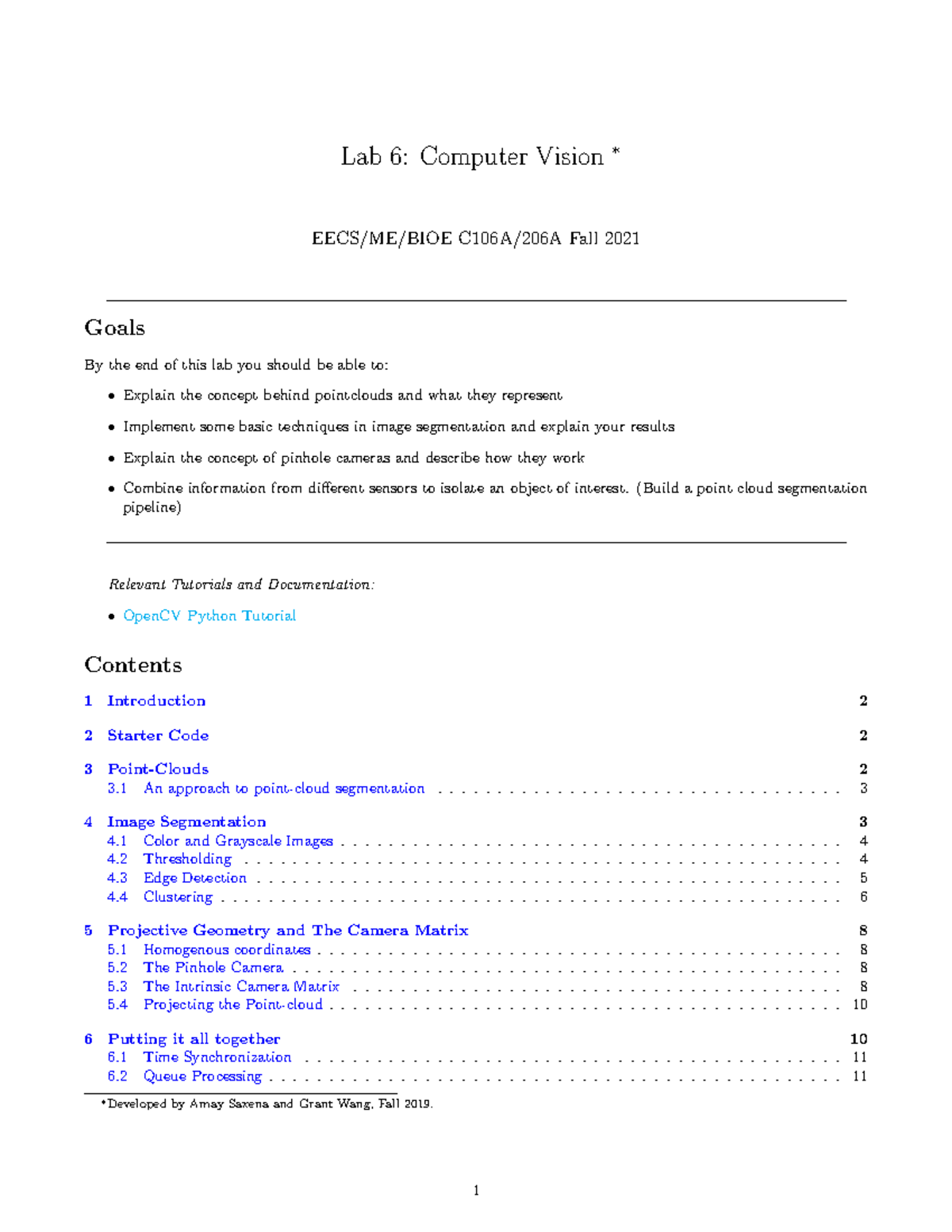 Lab 6 Computer Vision - report about cv - Lab 6: Computer Vision ∗ EECS ...