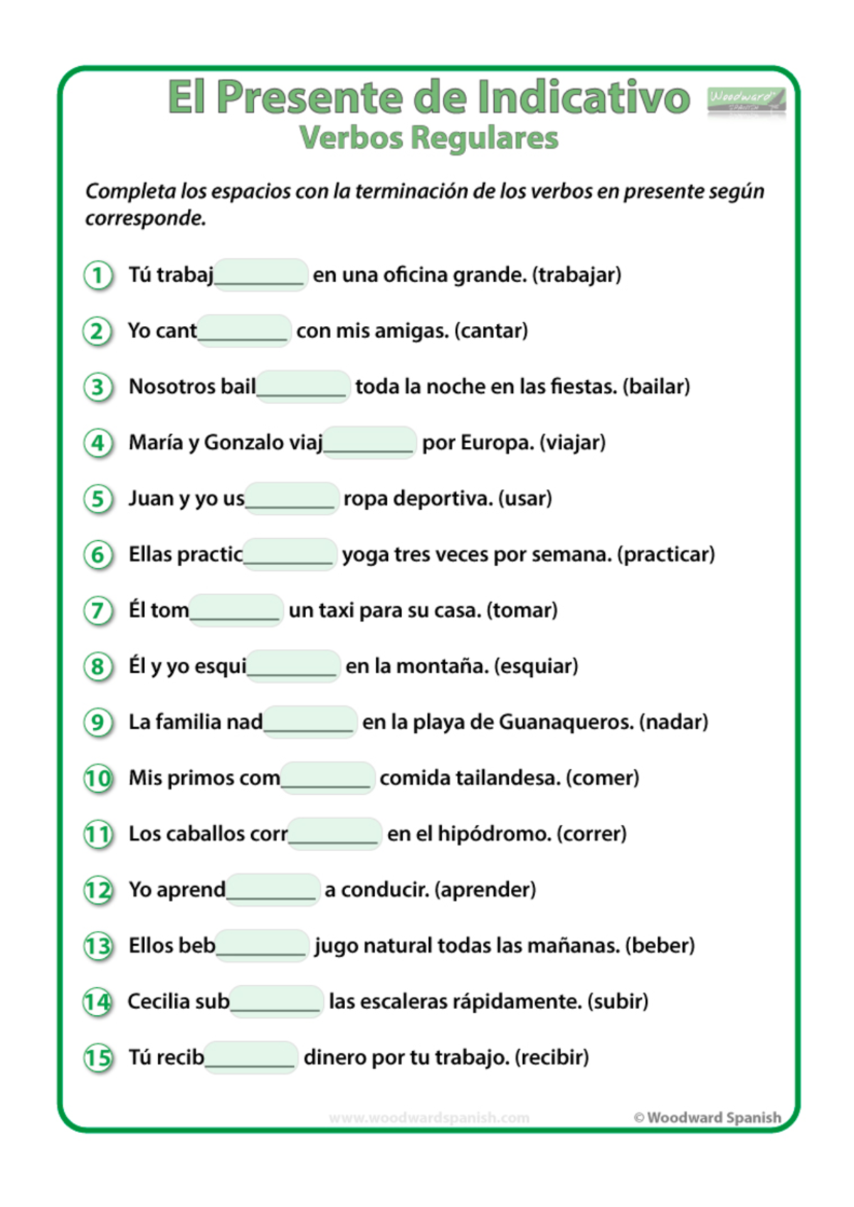 4 - Spanish Present Tense - Regular Verbs Worksheets - D093 - Studocu