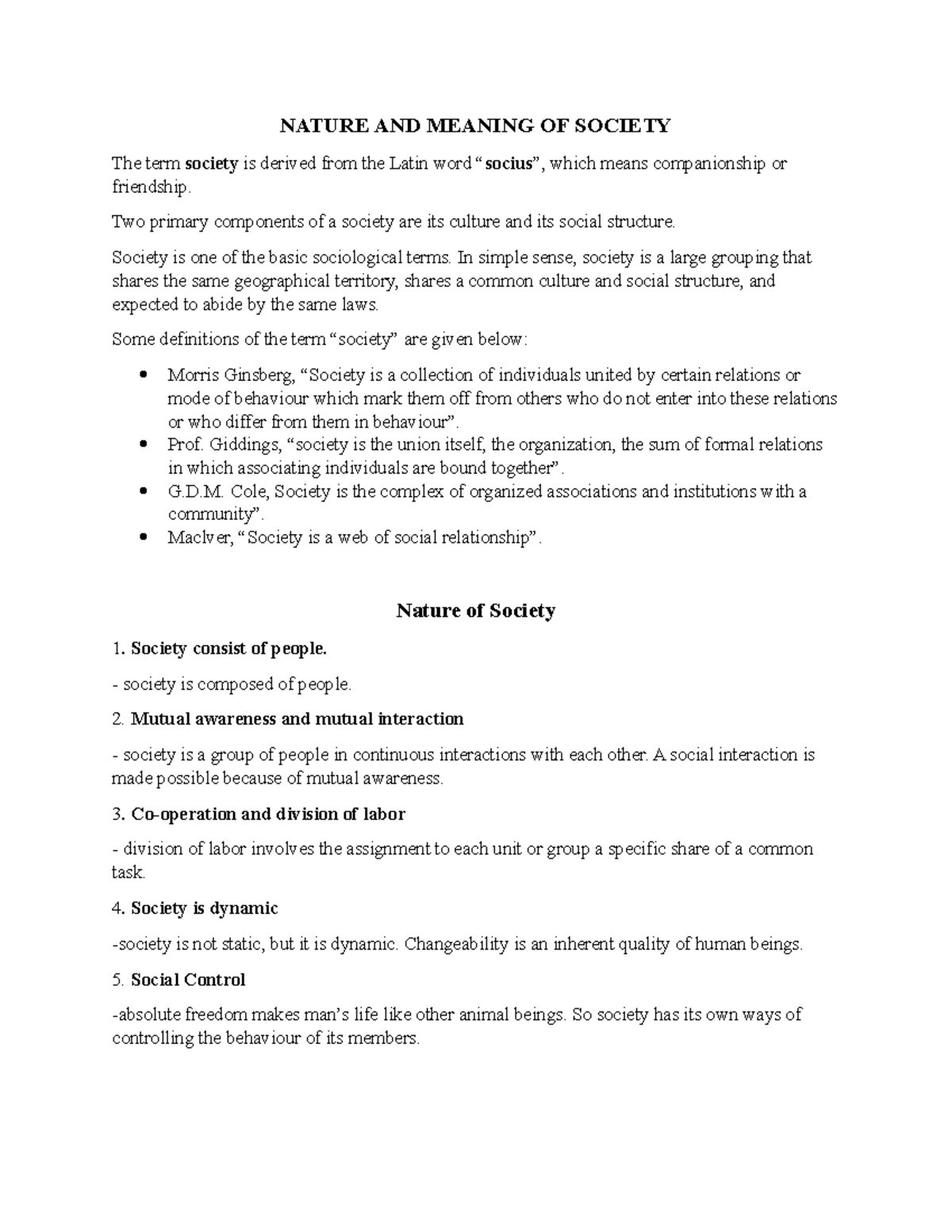 Nature AND Meaning OF Society Saputalos Report - NATURE AND MEANING OF ...