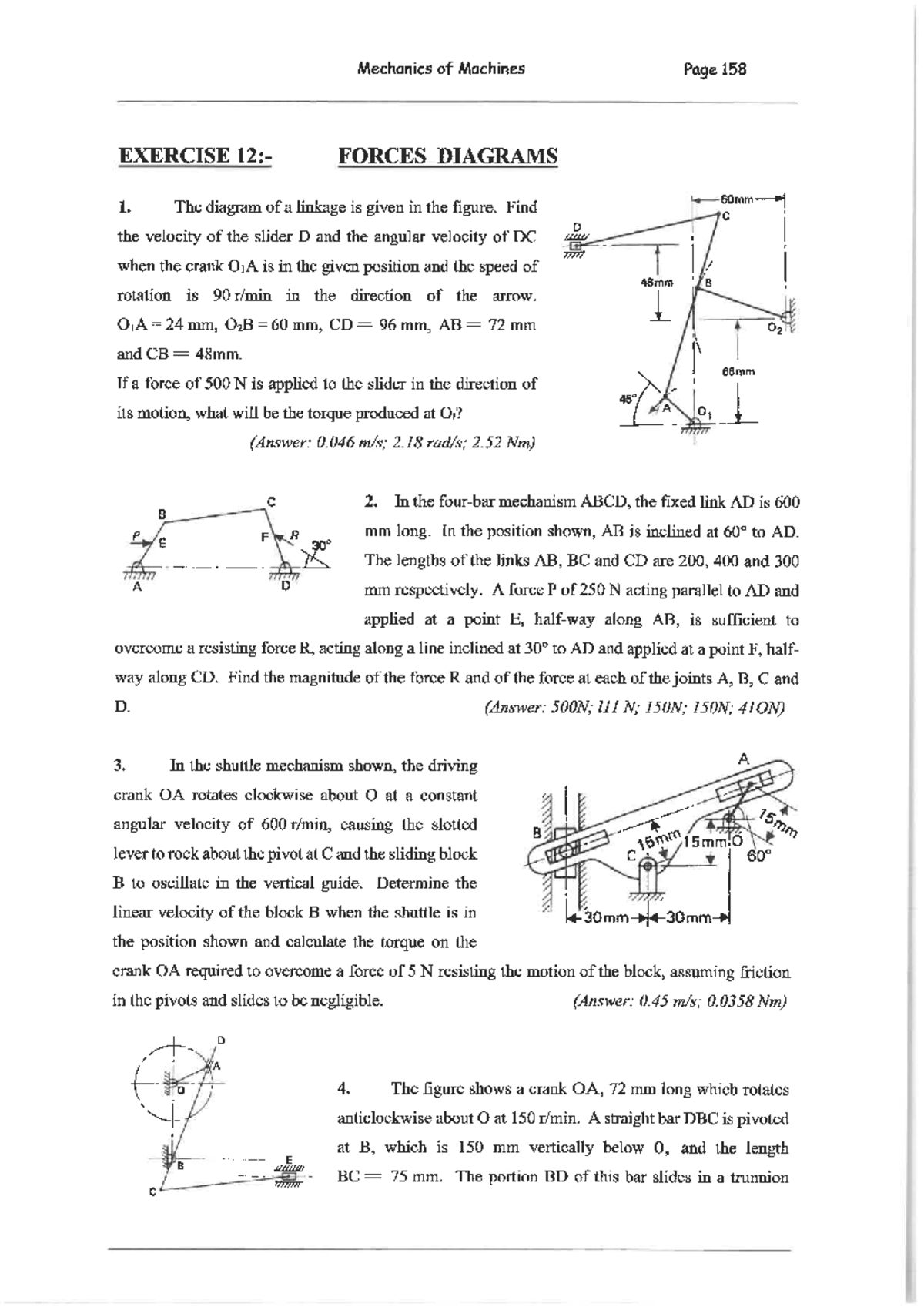 Exercise 12 - Tutorial Force diagrams - questions - Mechanics of ...