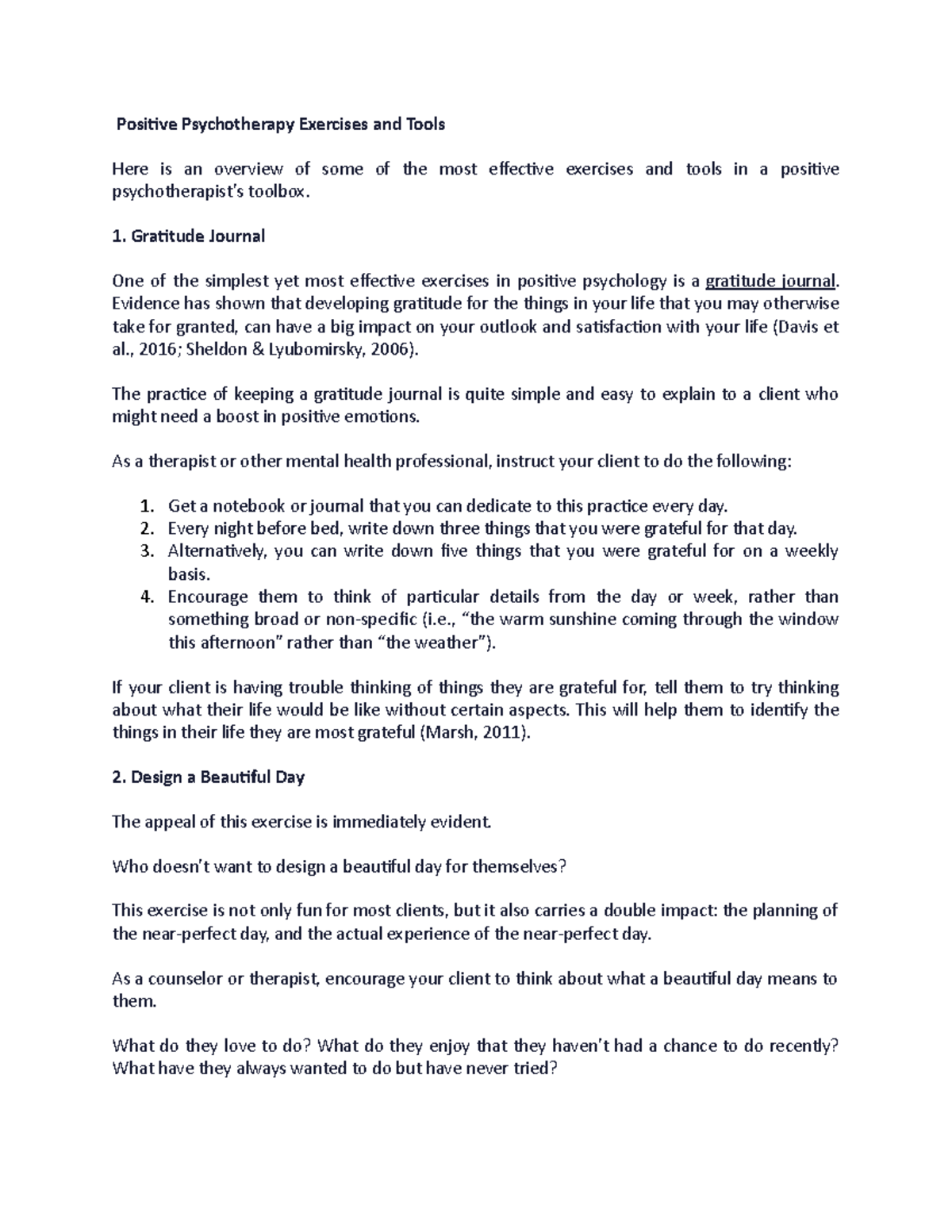 5 positive psych exercises - Positive Psychotherapy Exercises and Tools ...