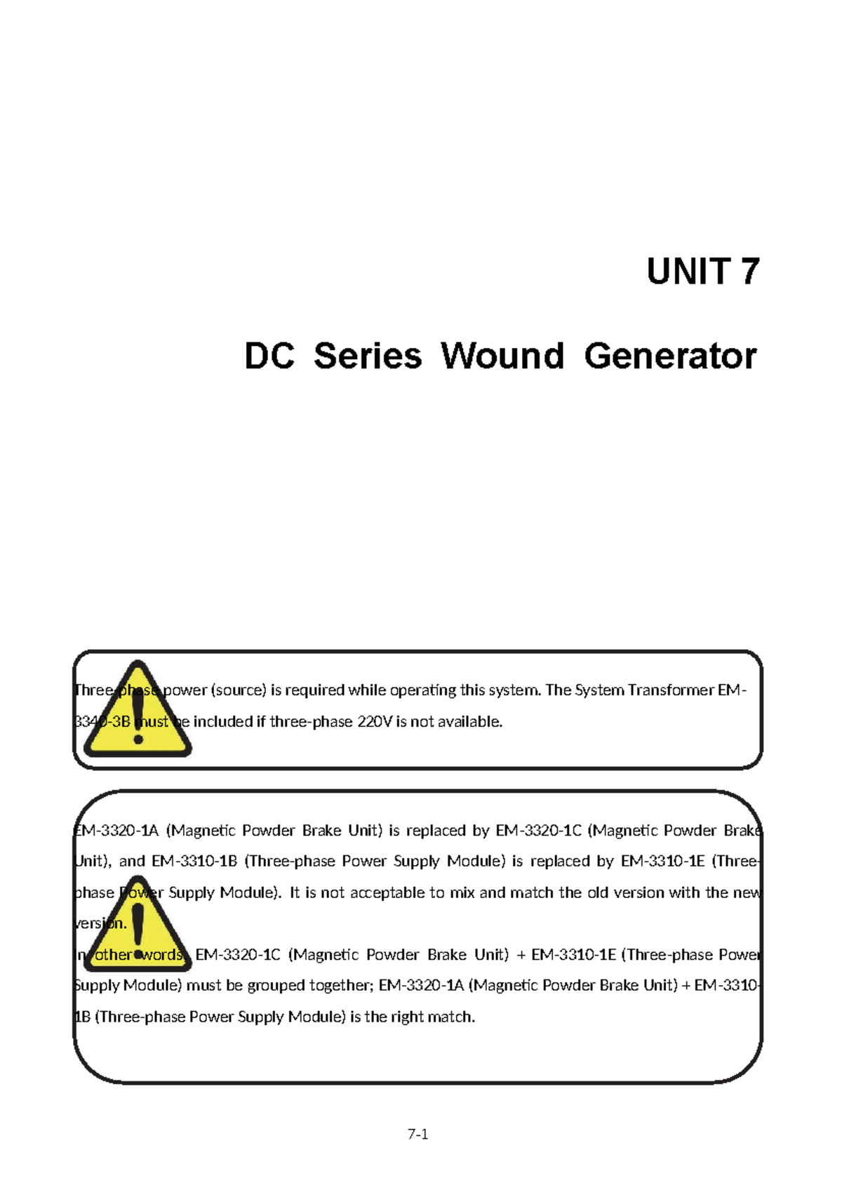 Experiment 4 Load Characteristic of DC Sereies Wound Generator - UNIT 7 ...