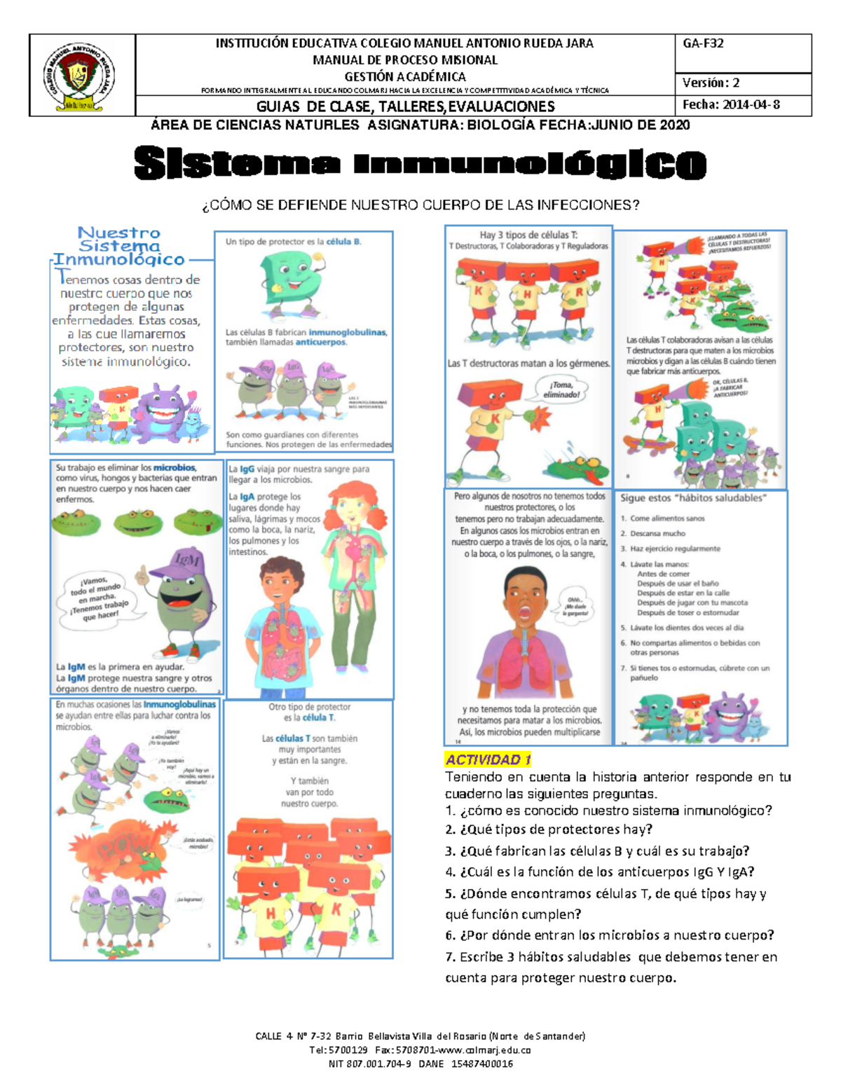 SISTEMA INMUNOLOGICO Y LINFATICO - Warning: TT: undefined function: 32 CALLE 4 N° 7-32 Barrio ...