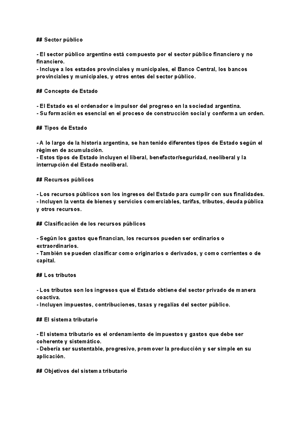 Economia Politica 2 Sector Publico Resumen Sector Público El Sector
