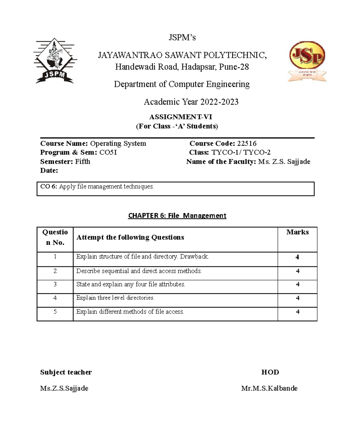 6A - Advanced technology - JSPM’s JAYAWANTRAO SAWANT POLYTECHNIC ...