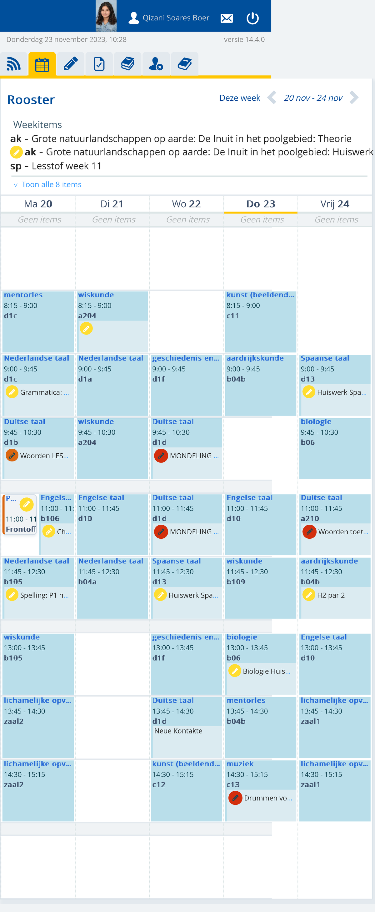 Somtoday - Samen Slimmer Onderwijs - Ú ẁ Ẃ á Donderdag 23 november 2023, 10:28 versie 14 ...