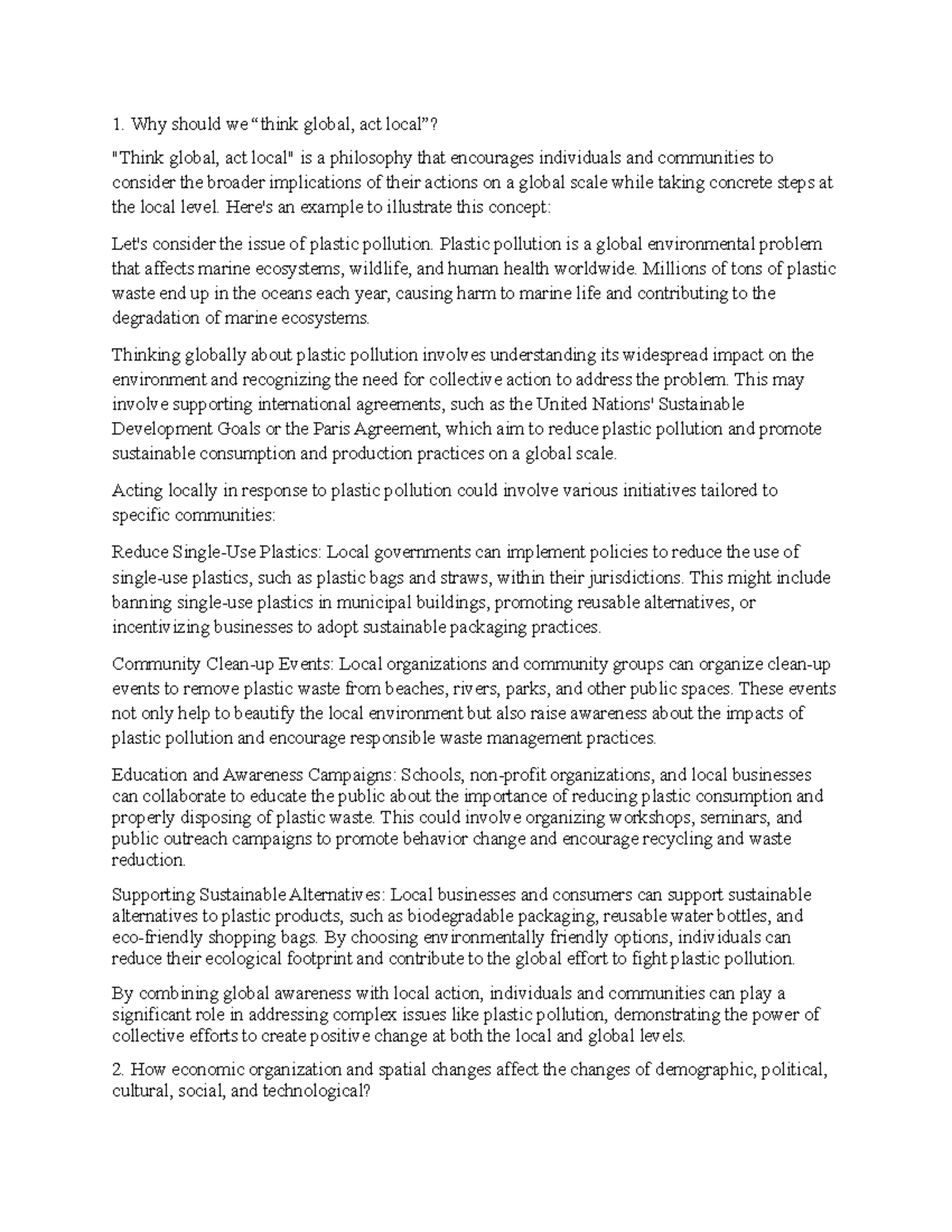 Midterm geo - Summary World Economic Geography - Why should we “think ...