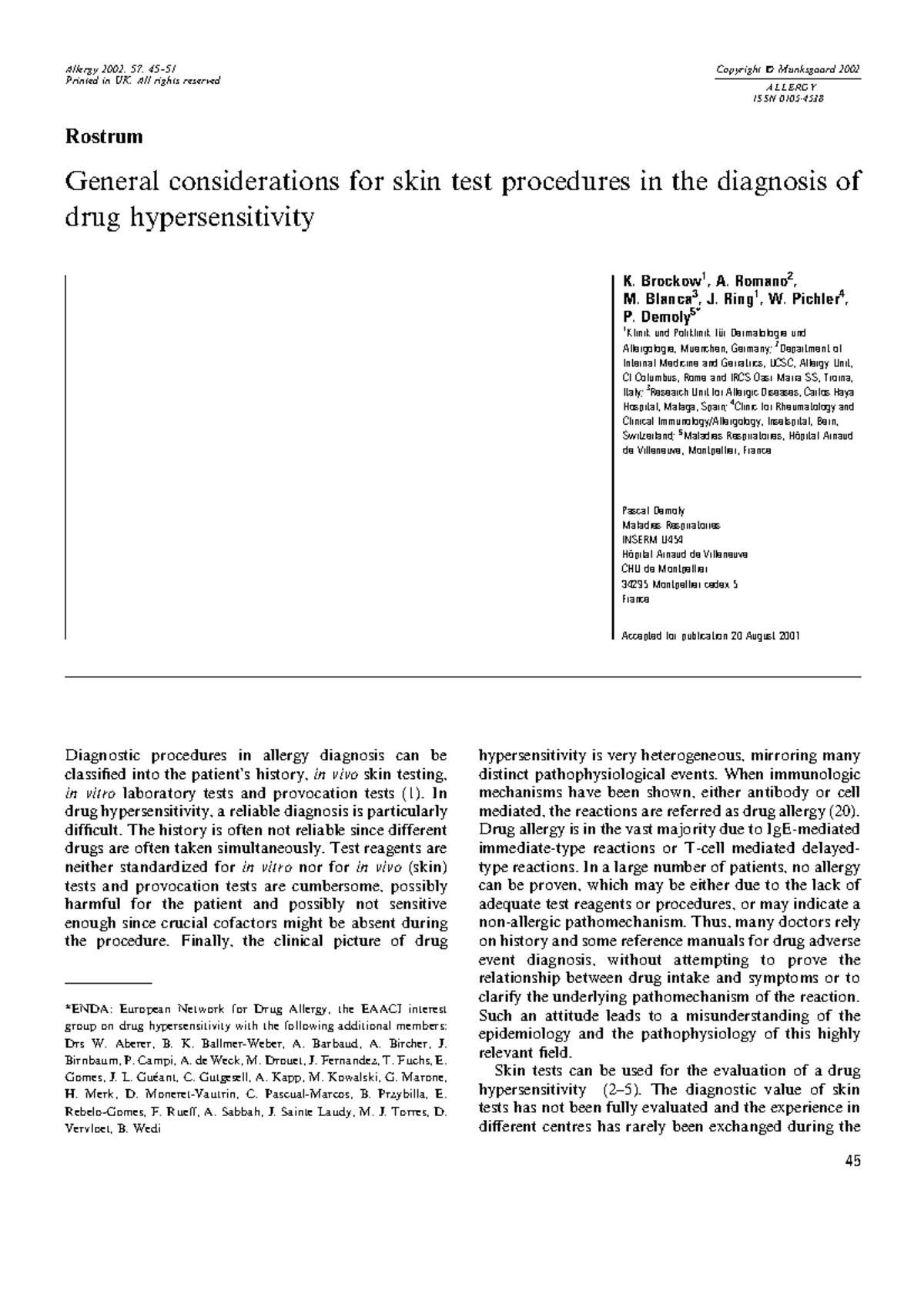 General considerations for skin test pro - Rostrum General ...