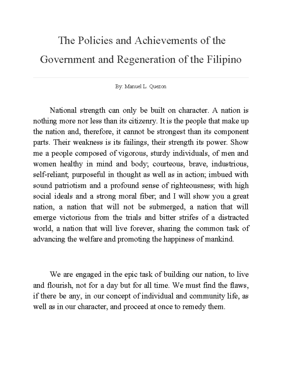 The Policies and Achievements of the Government and Regeneration of the ...