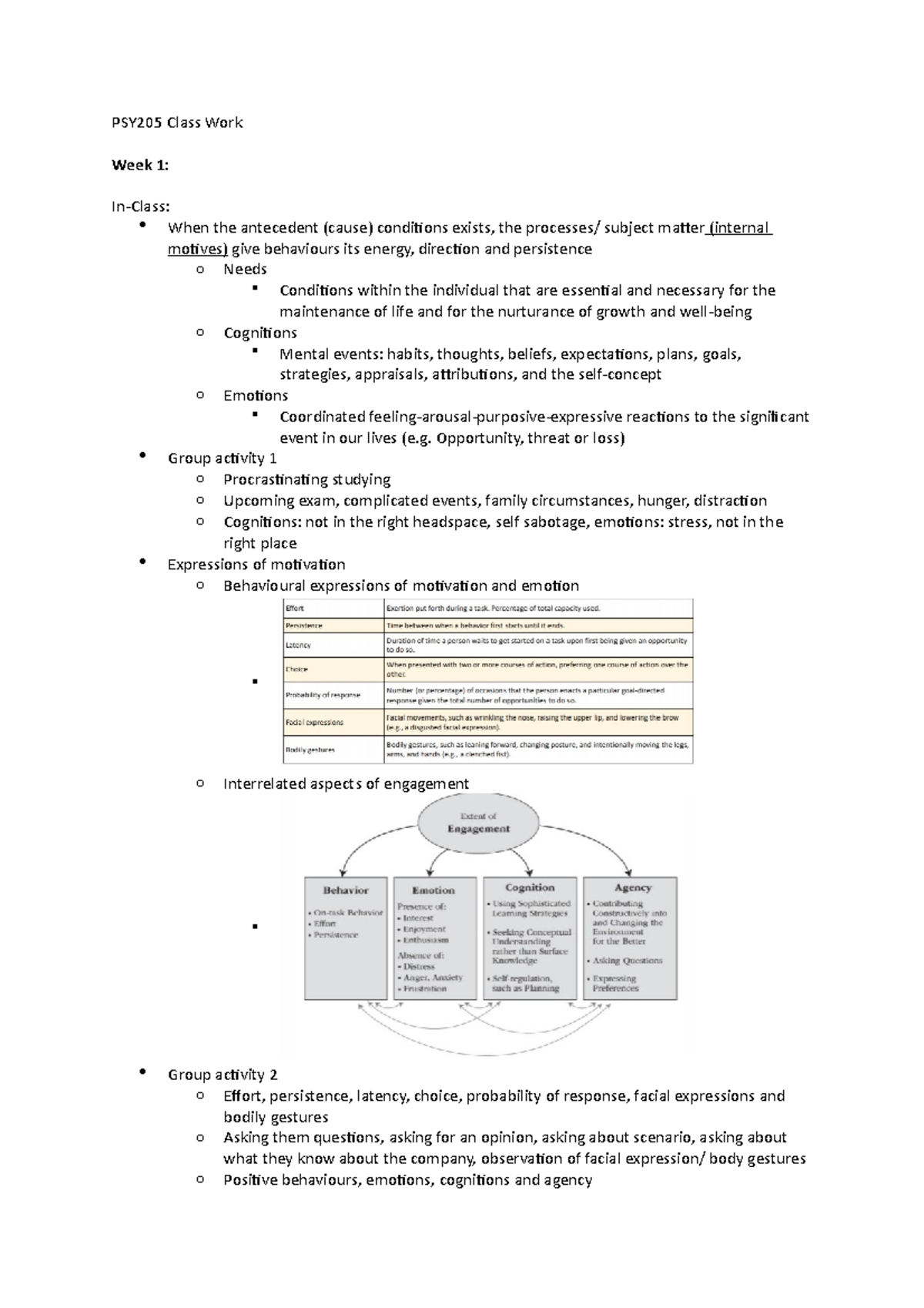 PSY205 Class Work - PSY205 Class Work Week 1: In-Class: When the ...
