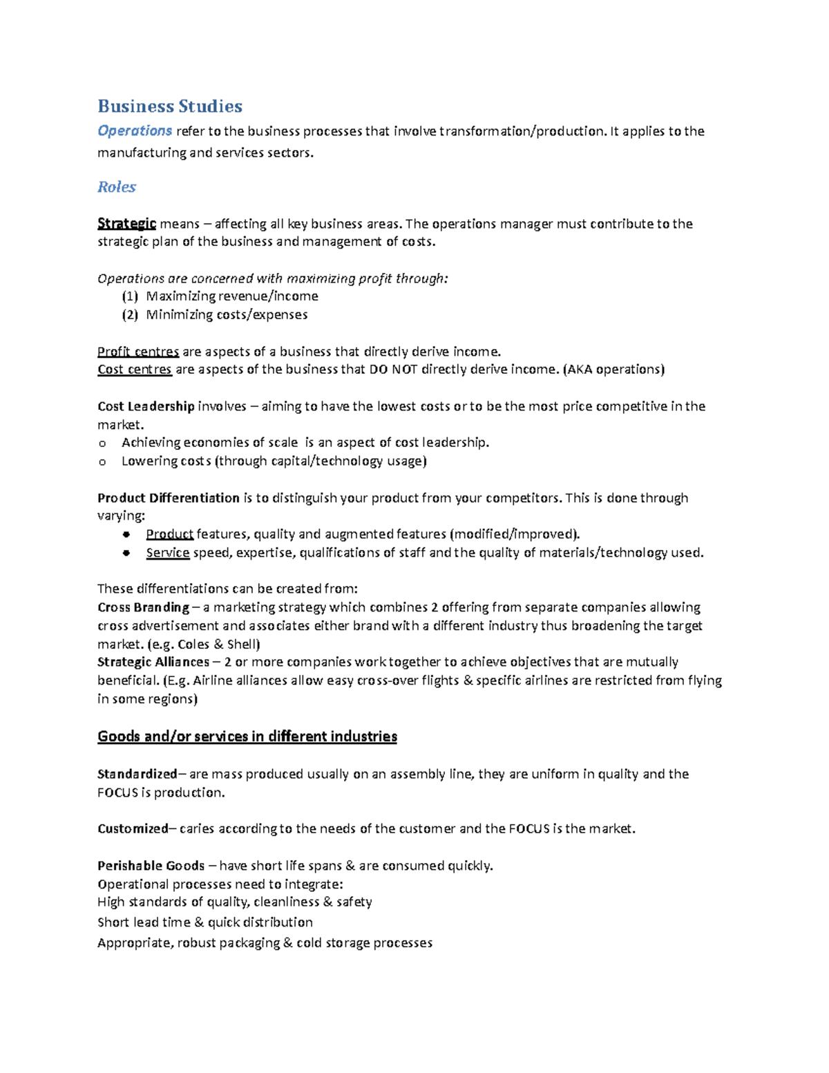 Topic-1-Operations - operations - Business Studies Operations refer to ...