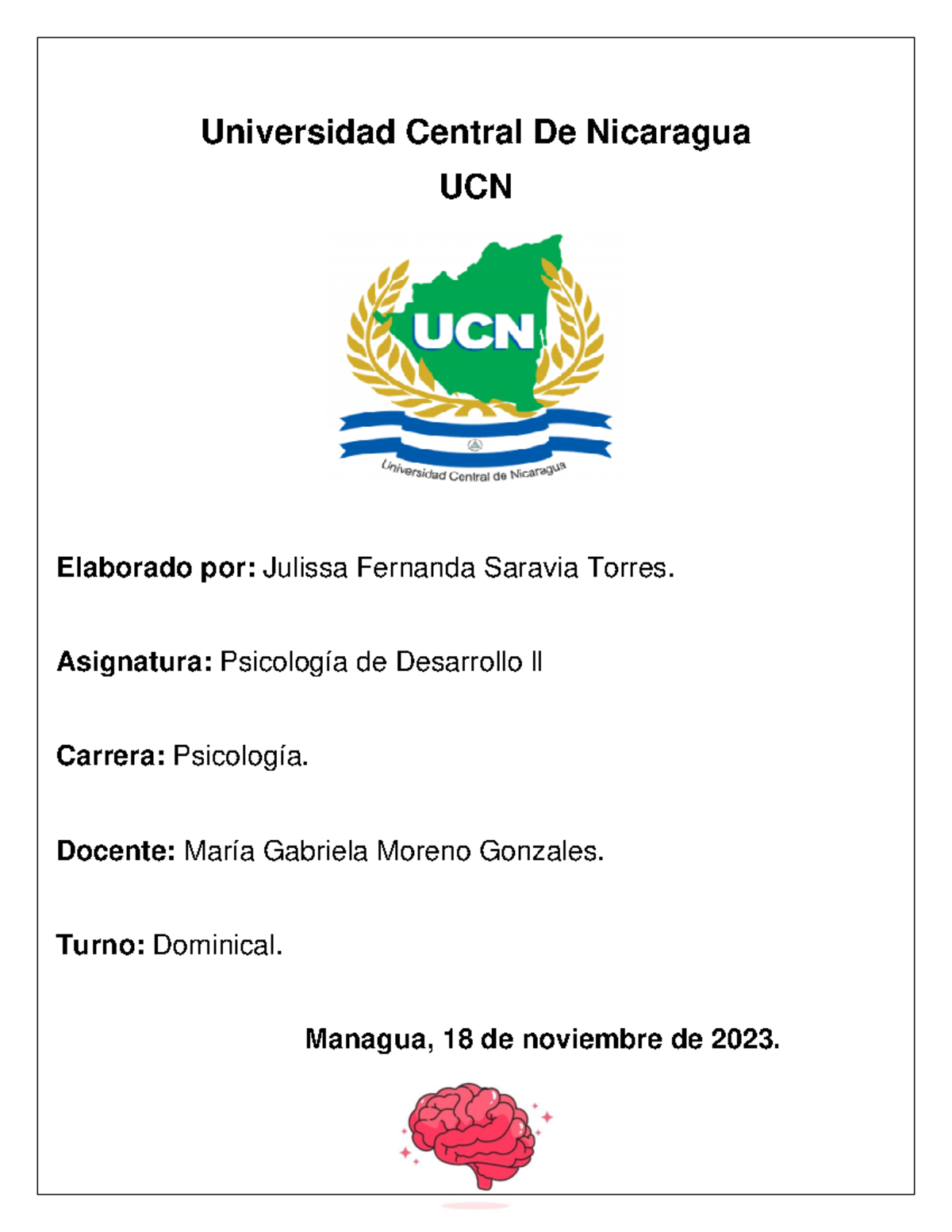 Act.2 P Desarrollo - Universidad Central De Nicaragua UCN Elaborado por ...