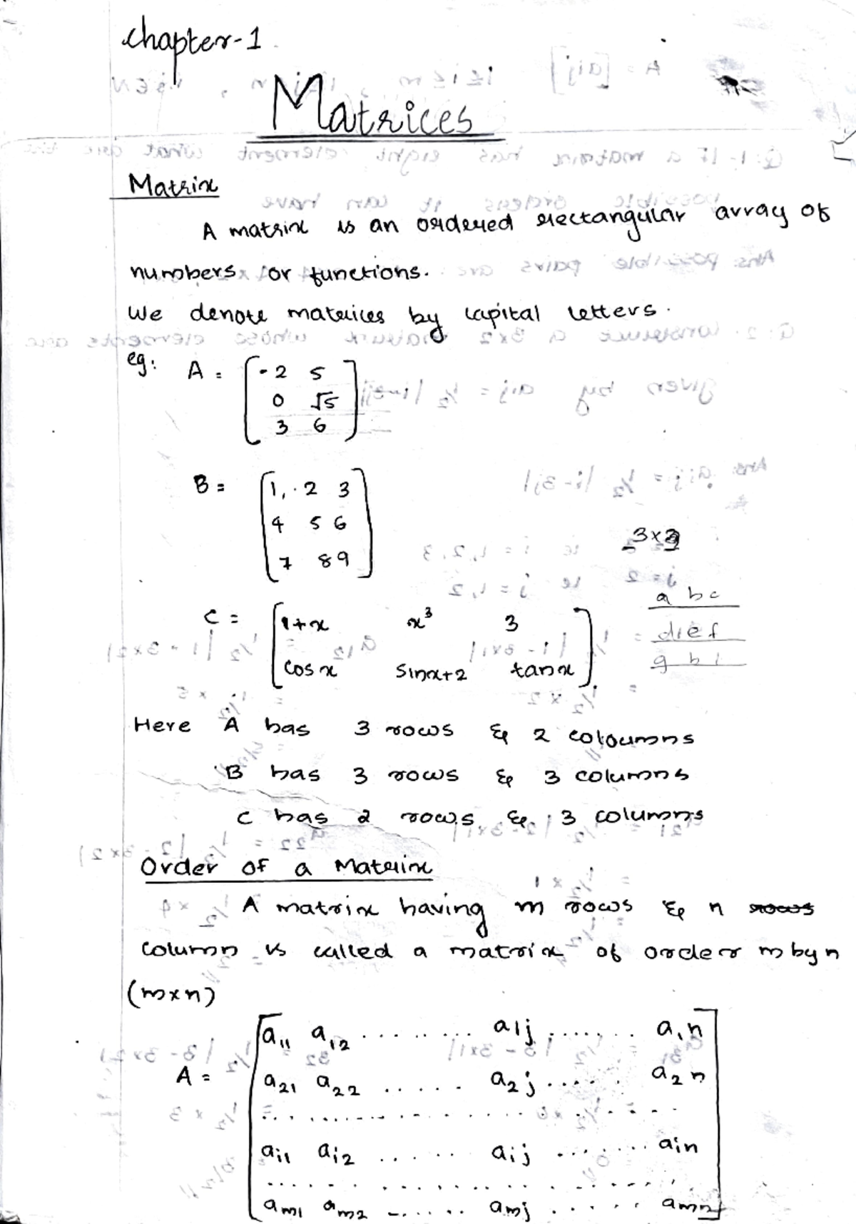 Mathematics matrices notes part 1 - Studocu
