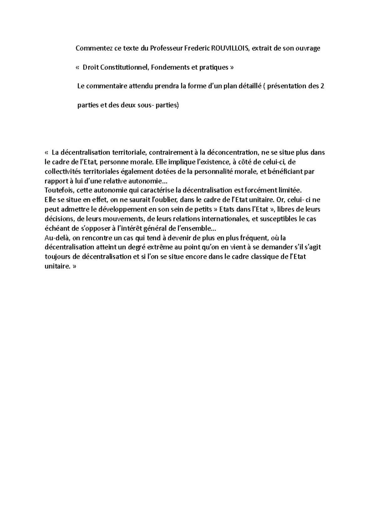 Entrainement plan de texte - Commentez ce texte du Professeur Frederic ...