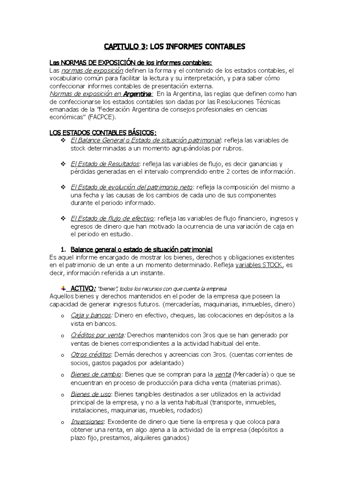 Capitulo 3 - CAPITULO 3 : LOS INFORMES CONTABLES Las NORMAS DE ...