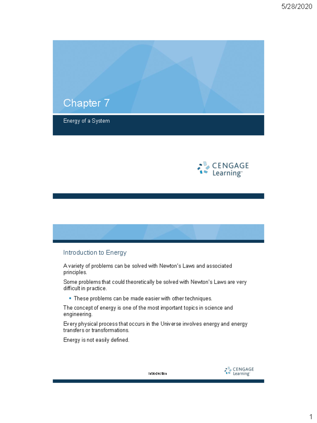 Chapter 7 9th ed 2 slides per page - Chapter 7 Energy of a System ...