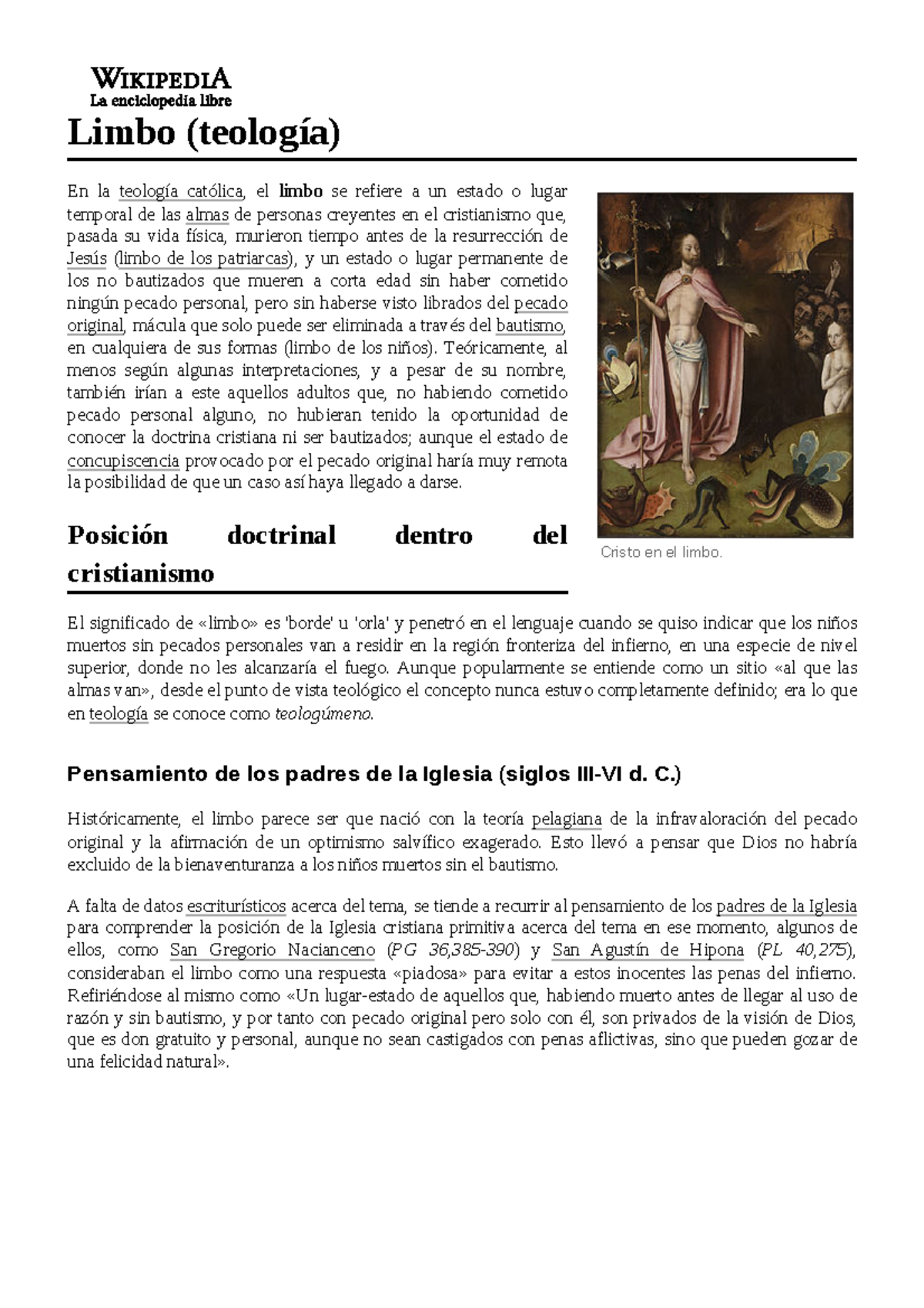 Limbo (teología) - HISTORIA - Cristo en el limbo. Limbo (teología) En ...