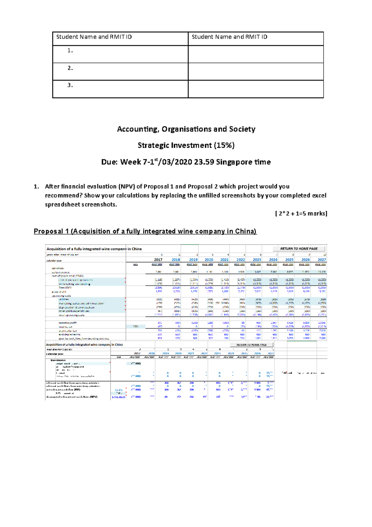 RMIT Acct 2060 Assignment 2 Kilgors - Student Name and RMIT ID Student ...