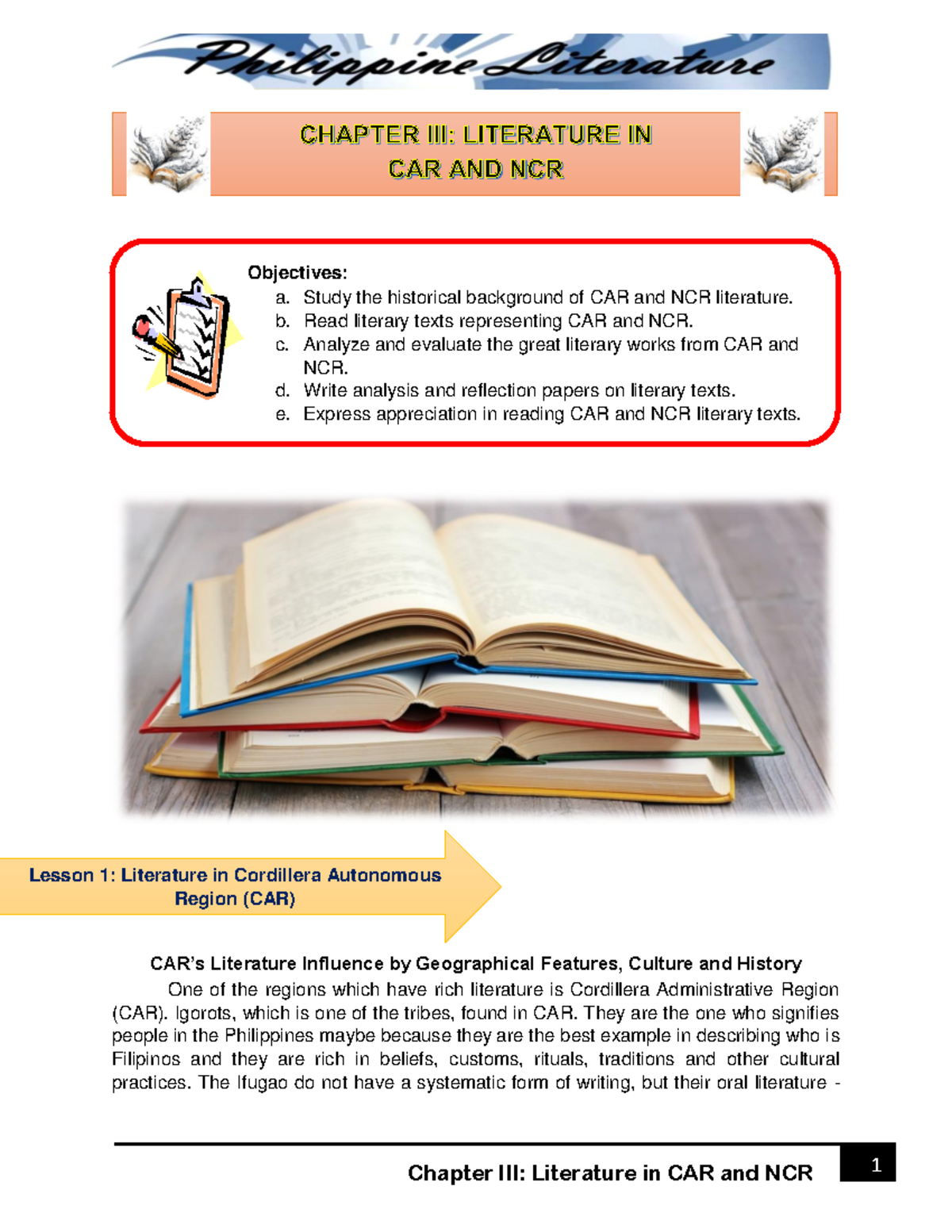 Chapter III - Literature IN CAR AND NCR-1 - CAR’s Literature Influence ...