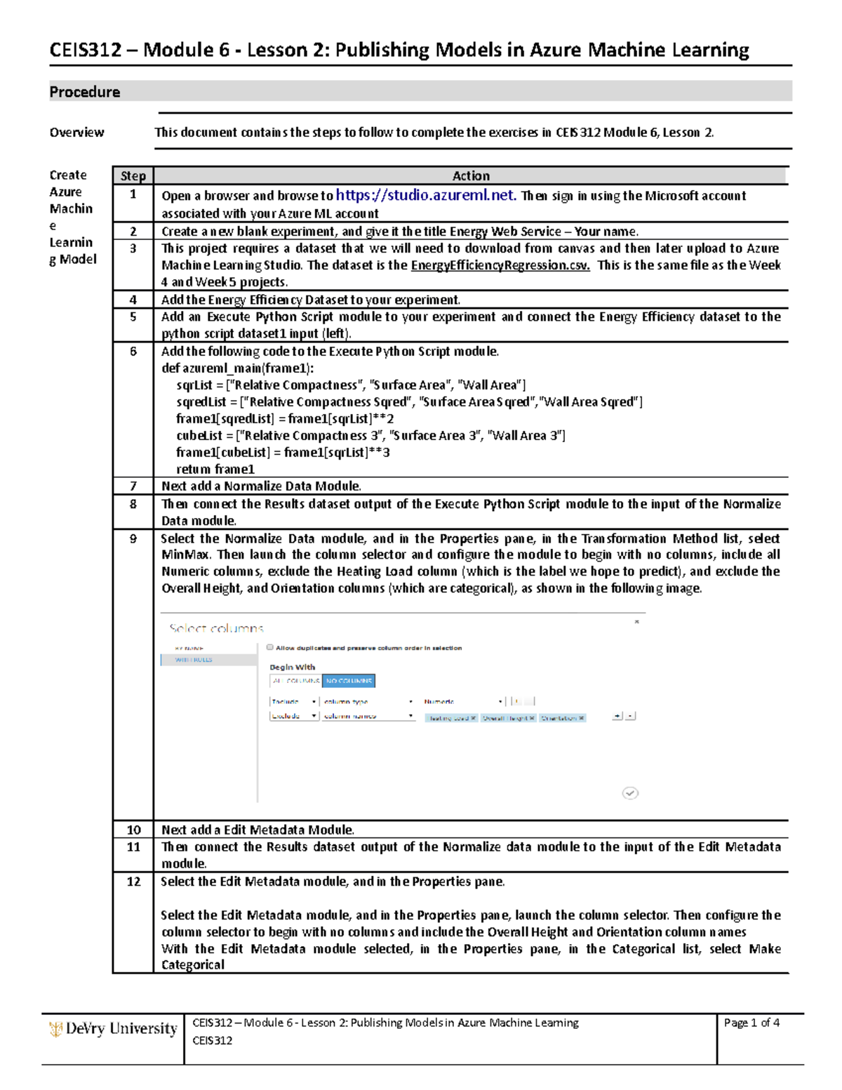 CEIS312 – M6-L2 Publishing Models in Azure Machine Learning updated ...