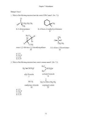 Organic Chemistry Chapter 6 - Multiple Choice Which compounds contain stereocenters? (Sec. 6) I ...
