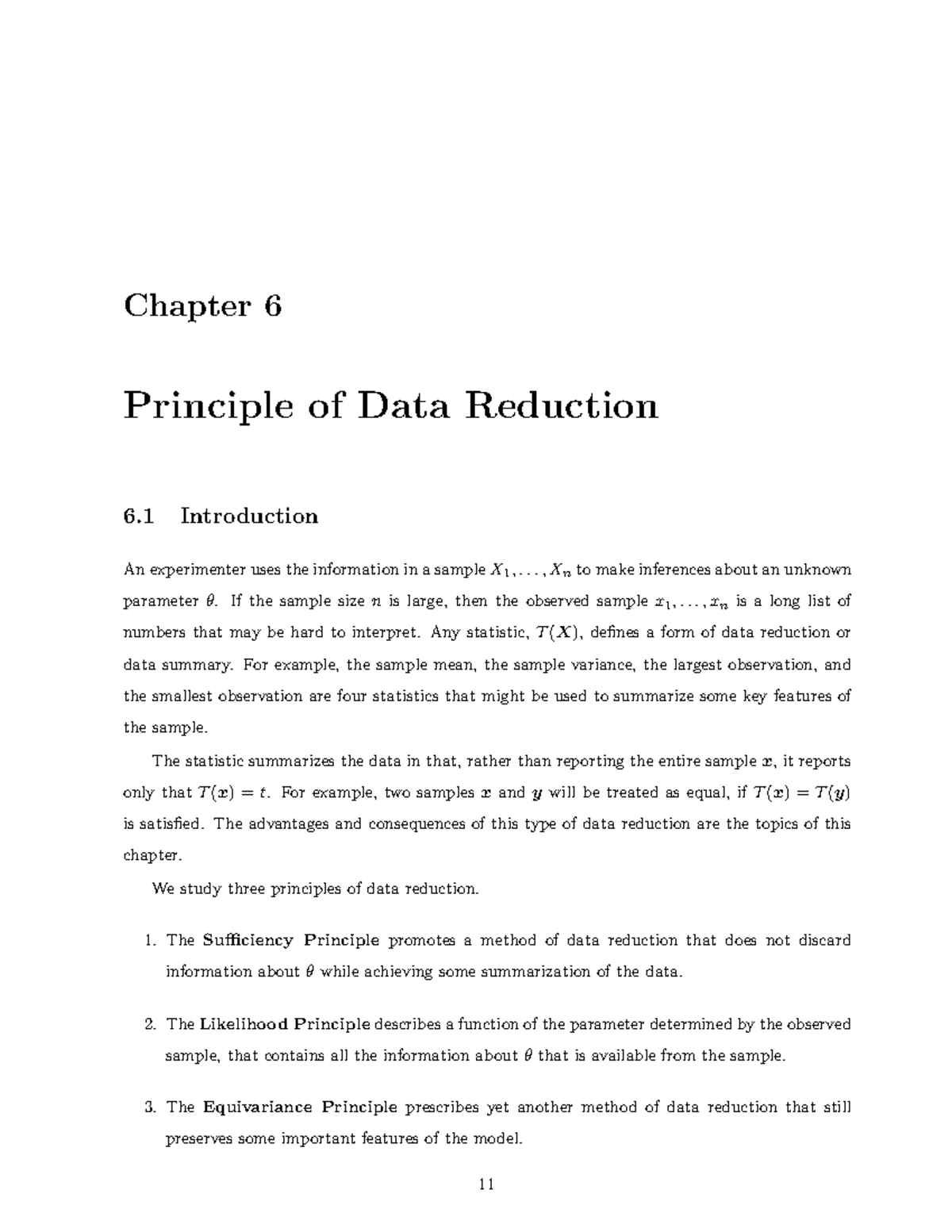 Ch6 - it is good lecturer note - Chapter 6 Principle of Data Reduction ...