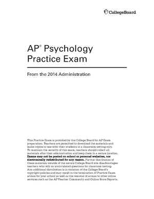 2013 AP Psychology Practice Exam MCQ Multiple Choice Questions with ...