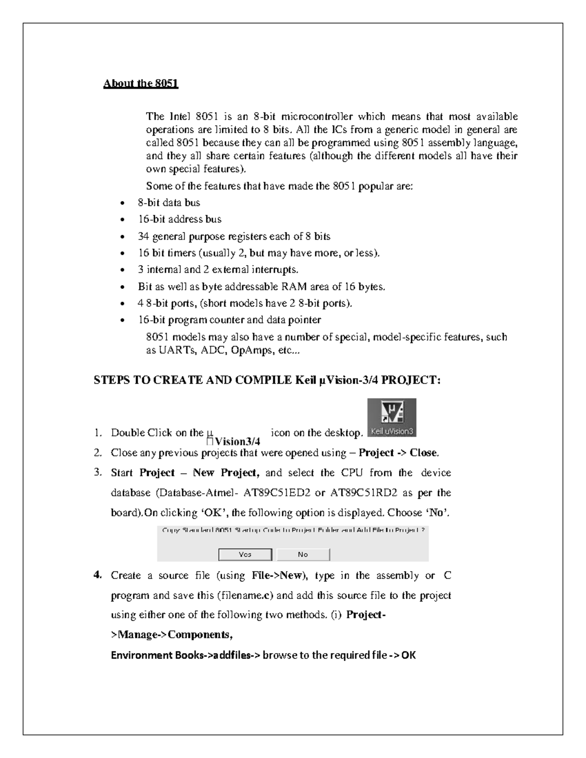 Lab Manual Microcontroller Group A Writeup - About the 8051 The Intel 8051 is an 8-bit - Studocu
