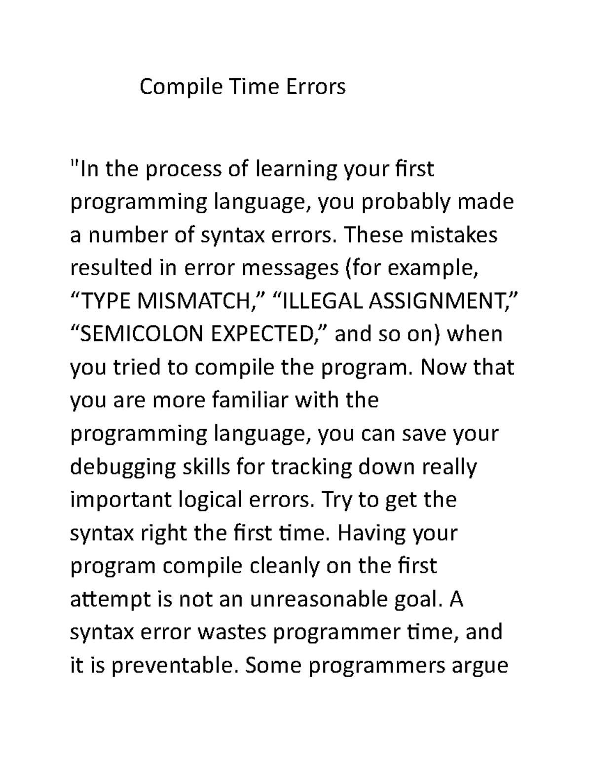 DS28 - Data Structure Notes - Compile Time Errors "In the process of ...