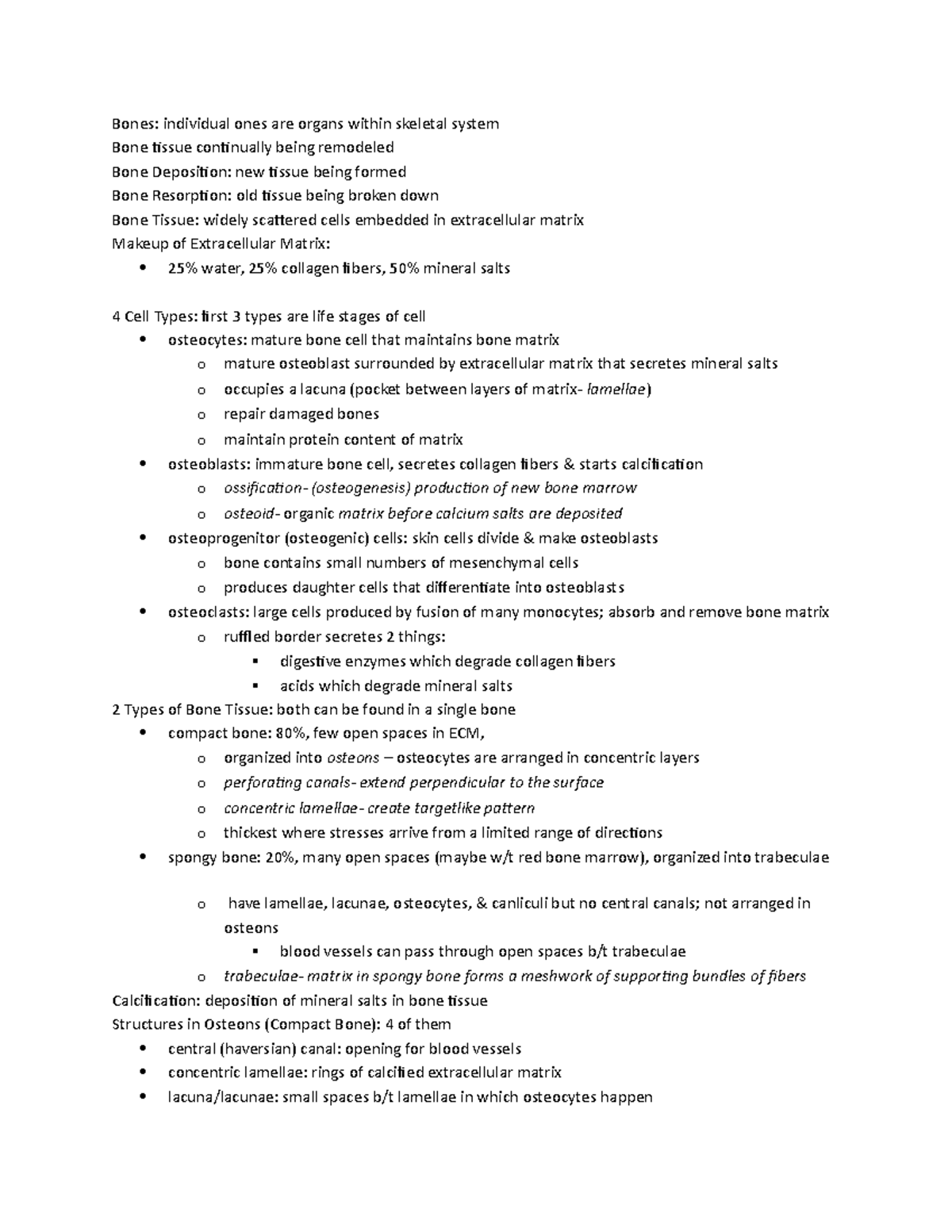 A&P Chapter 6 - Lecture notes 7 - Bones: individual ones are organs ...