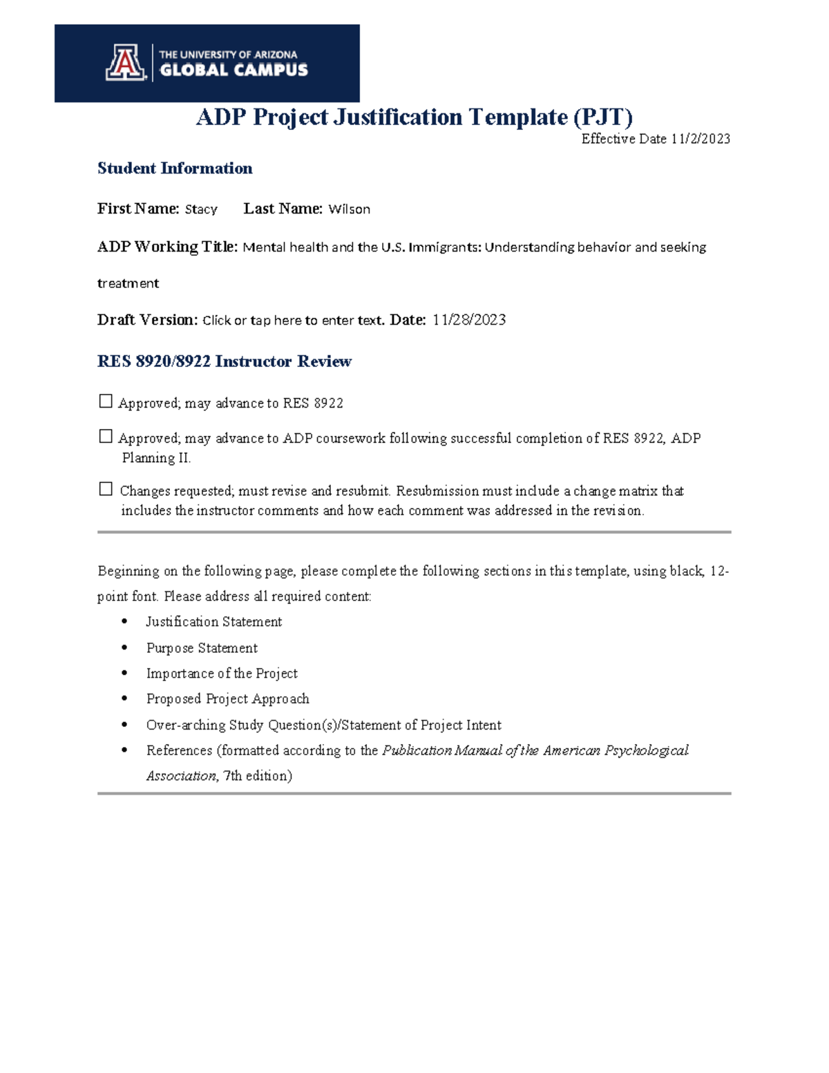 ADP Project Justification Template 52 - Immigrants: Understanding ...