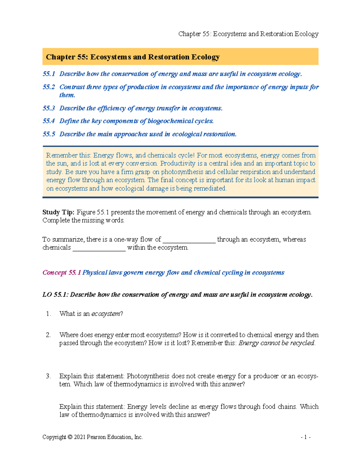 Bio12 ARG 55 - AP Bio reading guides - Copyright © 2021 Pearson ...