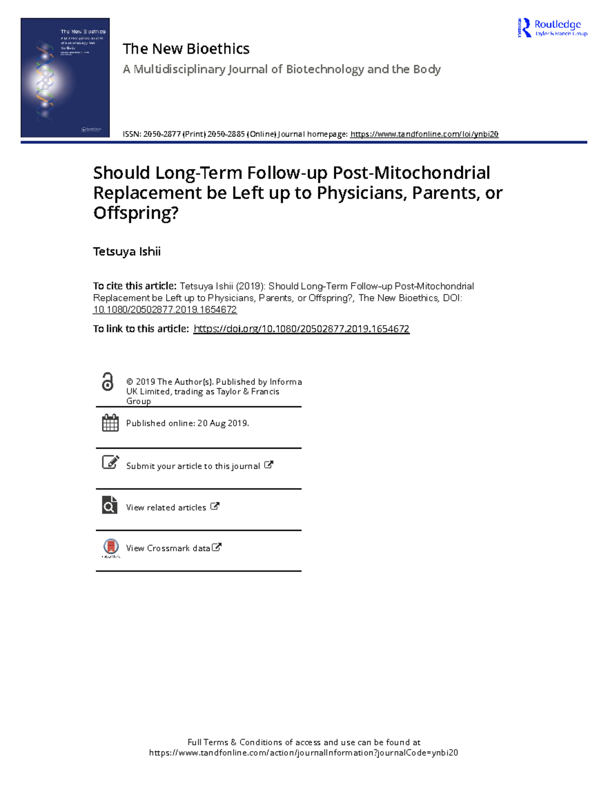 Should Long-Term Follow-up Post-Mitochondrial Repl - ####### Full Terms ...