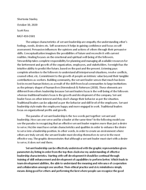 [Solved] The idea of servant leadership may be considered a paradox ...