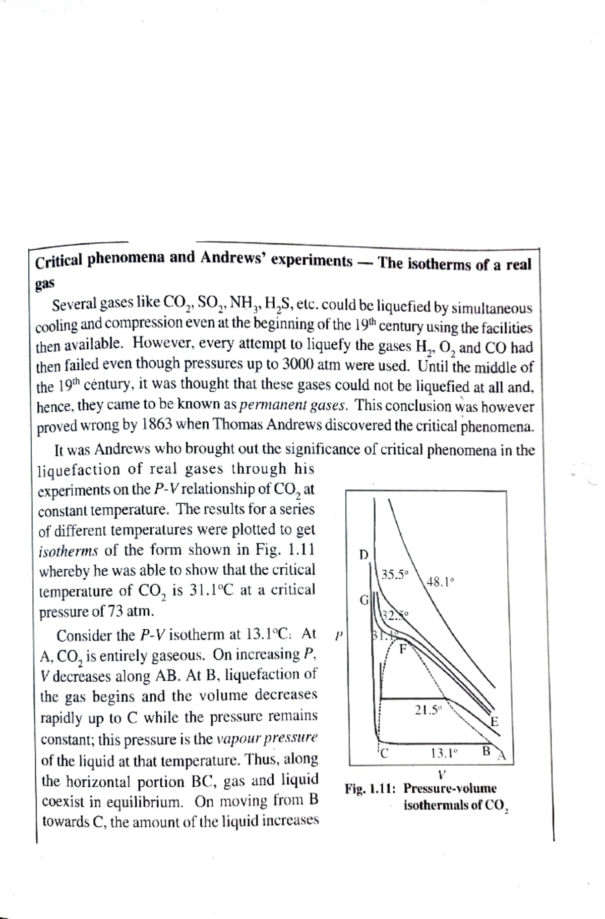 Critical phenomena and Andrew's experiment - The isotherm of a real gas ...