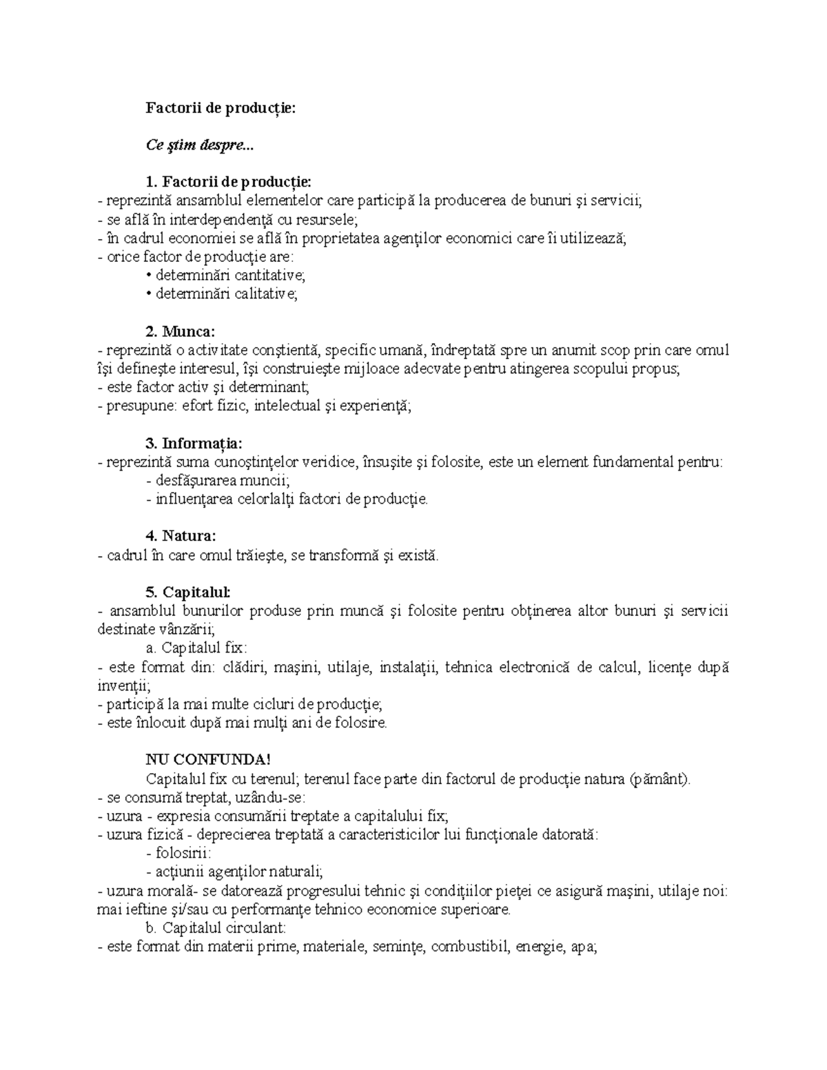 Factorii de productie - micro - Factorii de producţie: Ce ştim despre ...