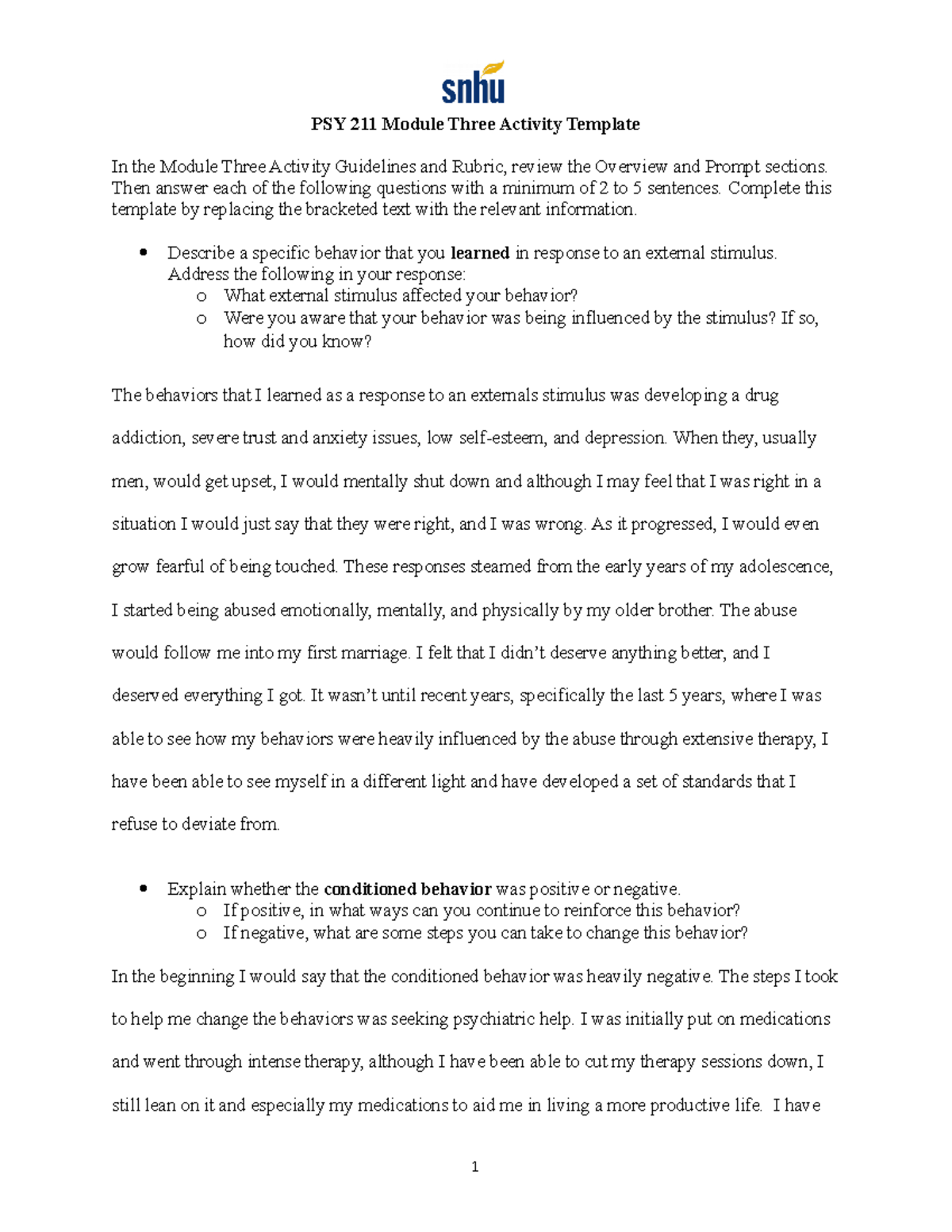 3-2 Activity Journal - PSY 211 Module Three Activity Template In the ...