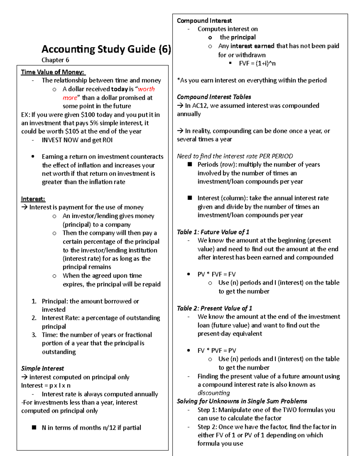 Accounting Chapter 6 Review - Accounting Study Guide (6) Chapter 6 ...