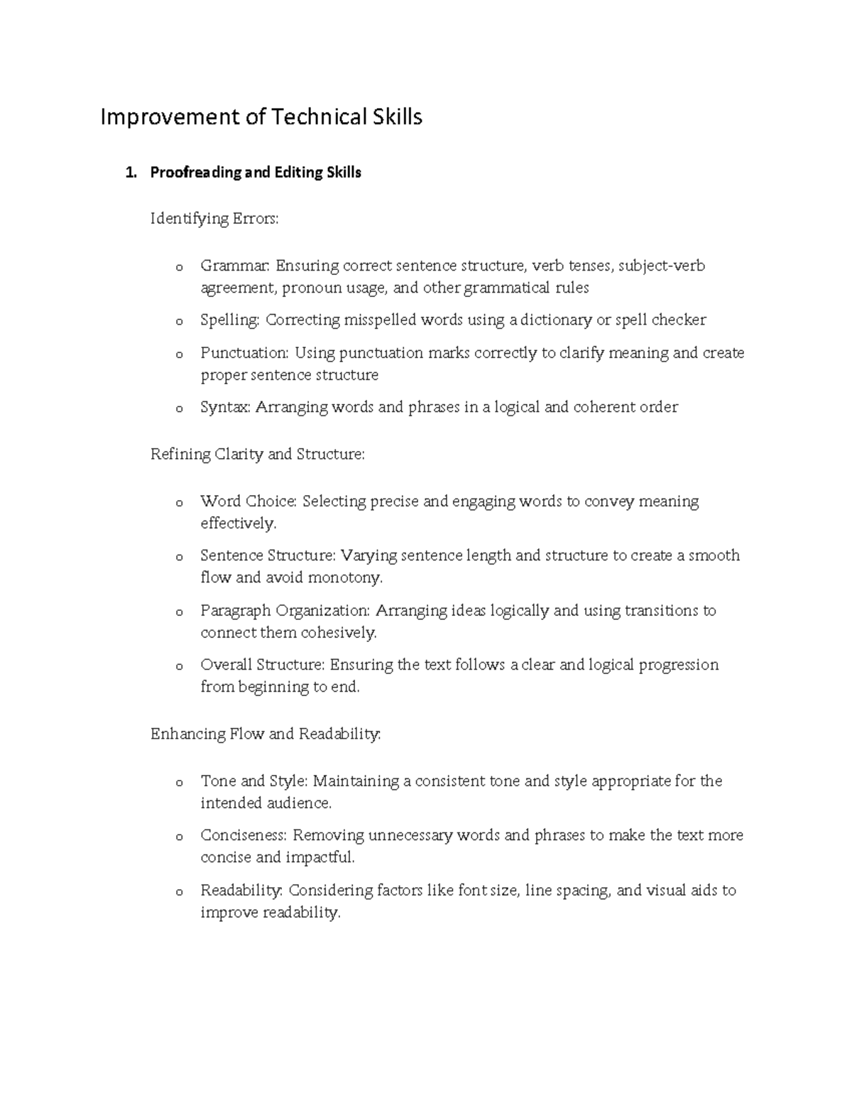 Improvement of Technical Technical Skills - Improvement of Technical ...