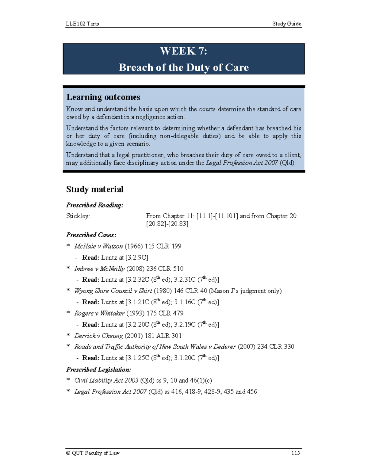 LLB102 Study Materials Week 7 - - Studocu