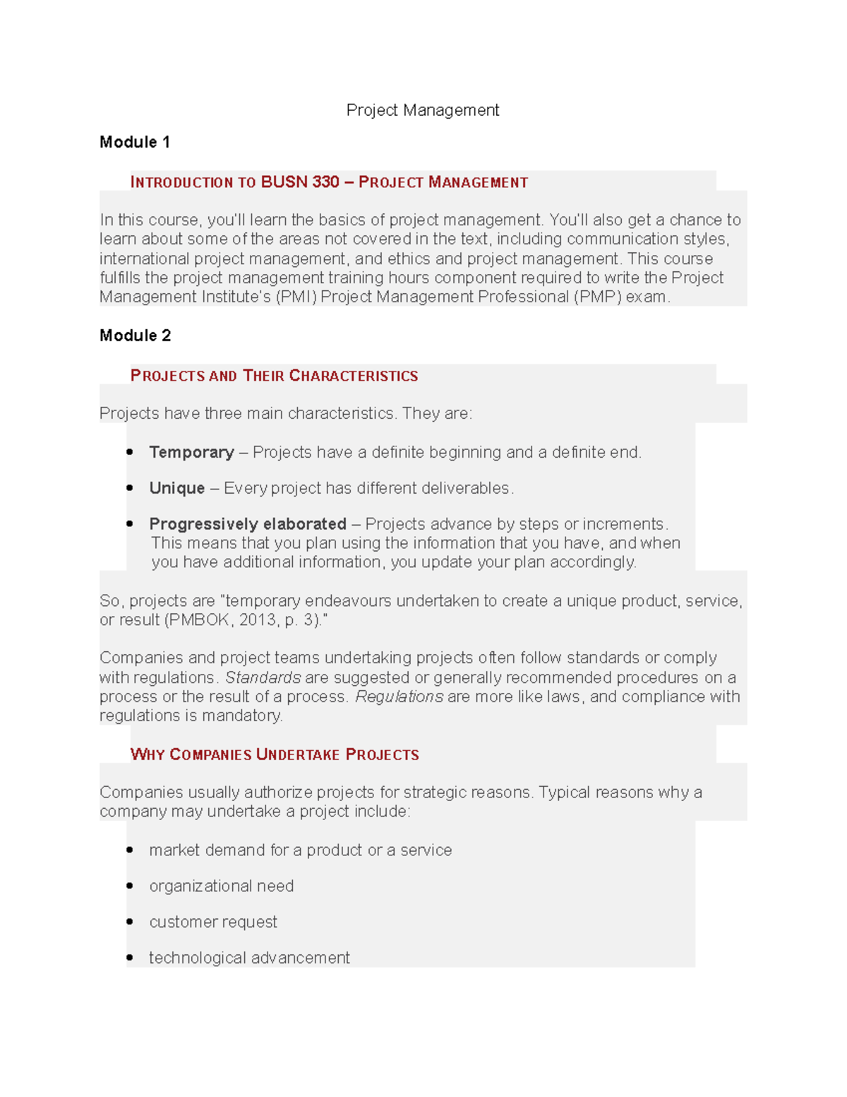 Project Management Module 1-7 - Project Management Module 1 ...
