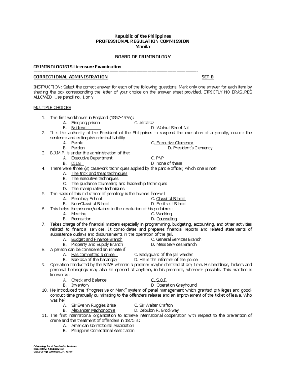 Correctional Administration (BS Criminology) - Criminology Board ...