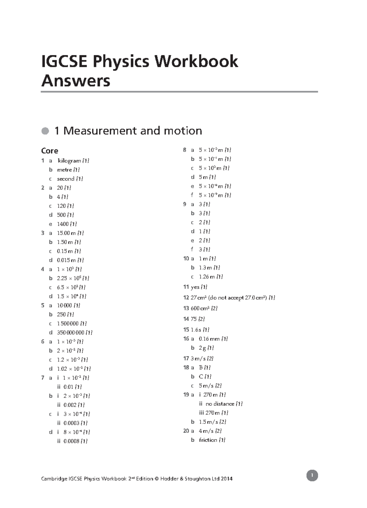Igcse Phys WB 9781471807244 Answers 1 Cambridge IGCSE Physics